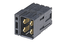 Impact 3 Pair, Right-Angle Power Header, 2 Modules with Right Hold-Down,  Press-Fit, Module 1: P1 & P2, Blade Length 6.90mm; Module 2: P1 & P2 Blade Length 6.90mm, LCP, Glass Filled UL94-V0, Black, Tray Packaging, Lead-Free