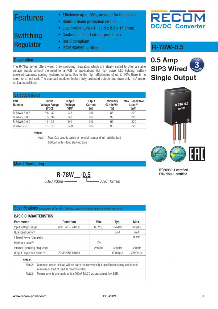 R-78W12-0.5 technical document page 1