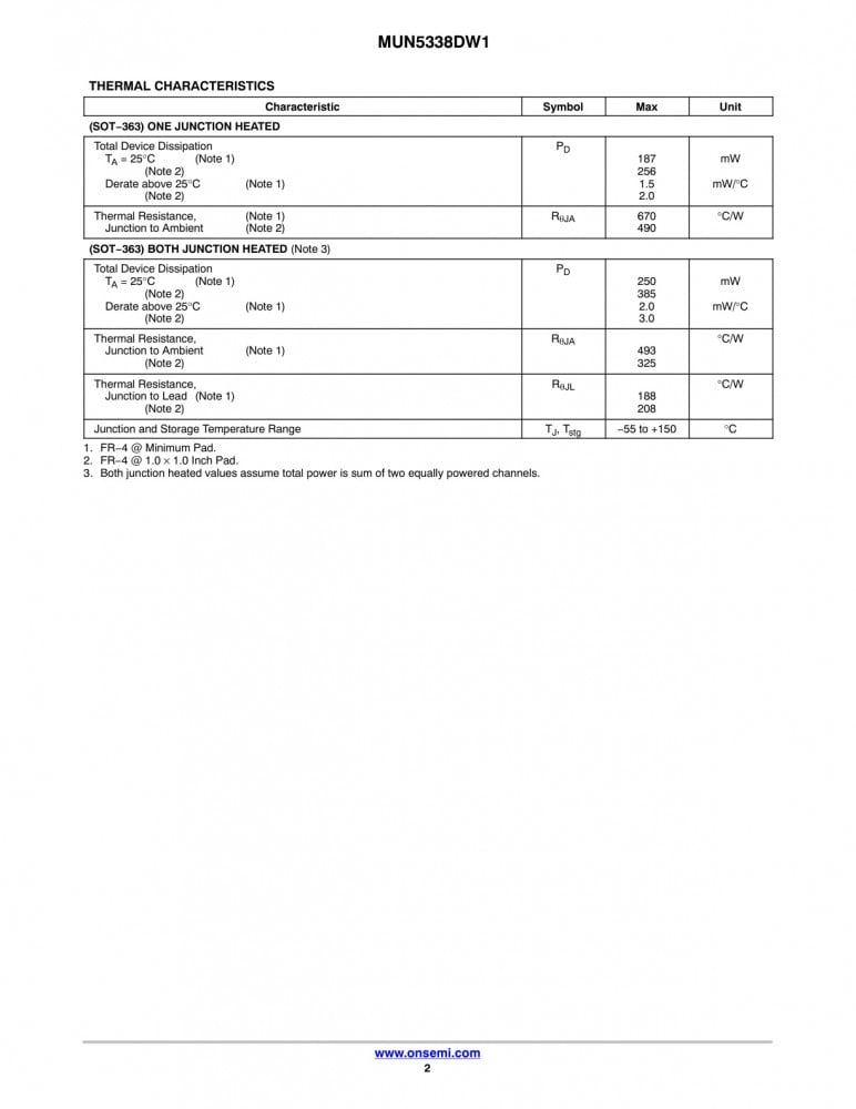 NSVMUN5338DW1T3G datasheet page 2