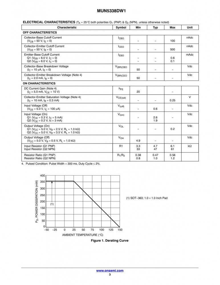 NSVMUN5338DW1T3G datasheet page 3