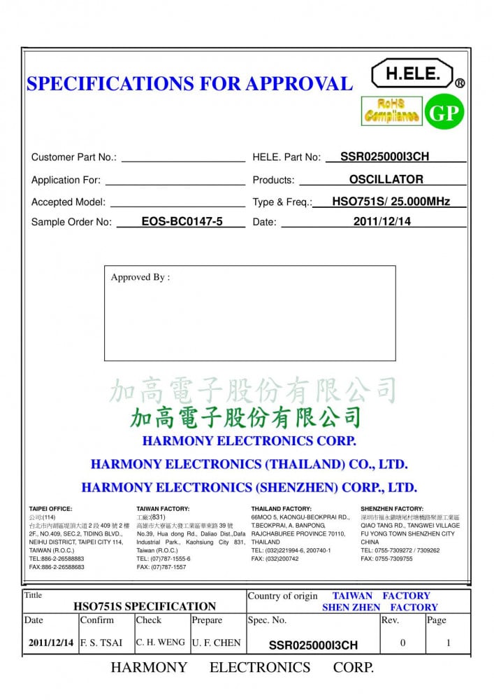 SSR025000I3CH datasheet page 1