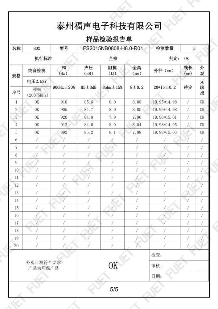 FS2015NB0808-H8.0-R01 inspection report page 2