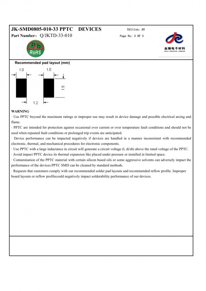 Jinrui JK-SMD0805-010-33 datasheet page 3