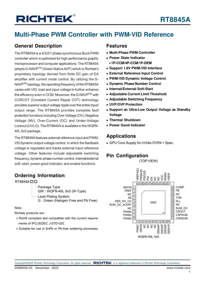 RT8845A datasheet page 1