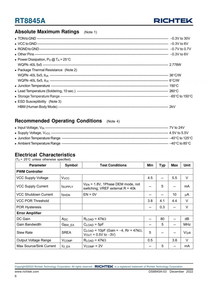 RT8845A datasheet page 6