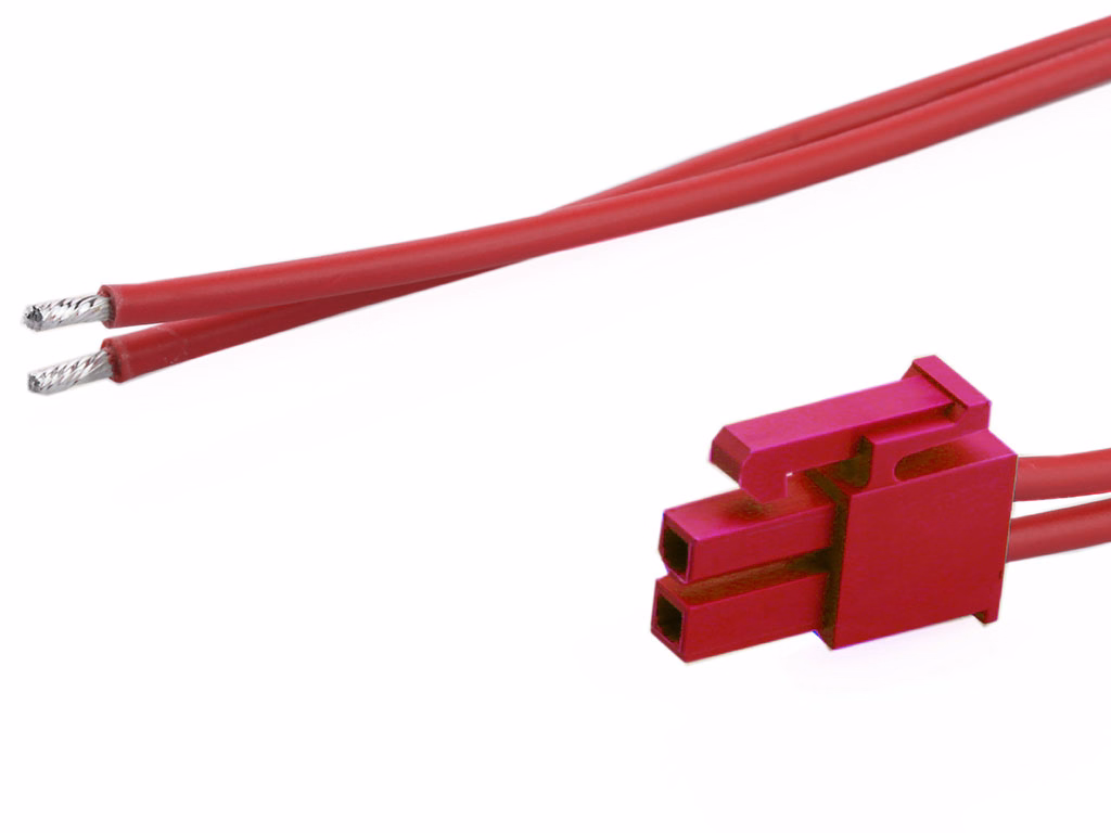 Mini-Fit Versa Color-to-Pigtail Off-the-Shelf (OTS) Cable Assembly, 4.20mm Pitch, Dual Row, 300.00mm Length, 4 Circuits, Red