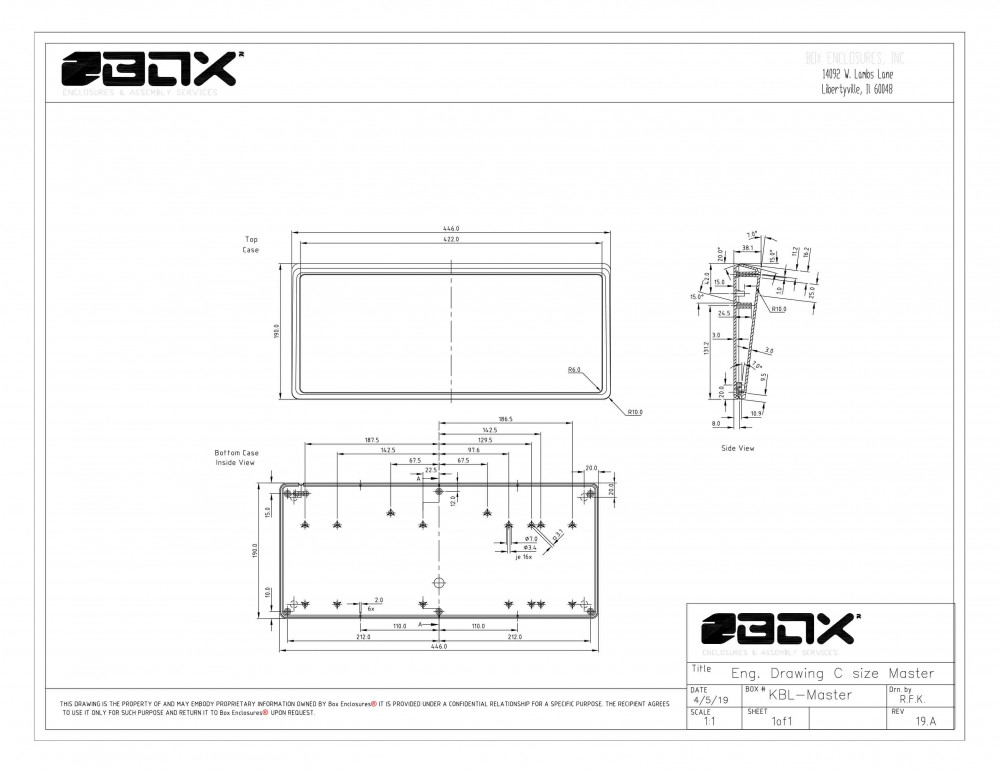 KBL-007 enclosure engineering drawing image