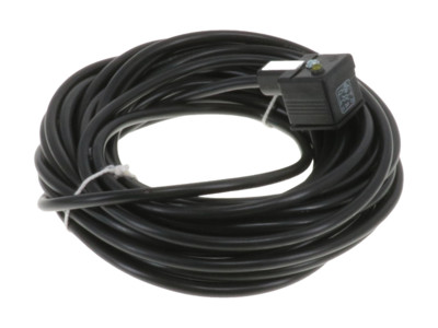 mPm DIN Valve Connector, Form A - 18mm 2 Pole to 3.0m Black PUR Cable Pigtail, Yellow LED, Black Integrated Gasket, 24V