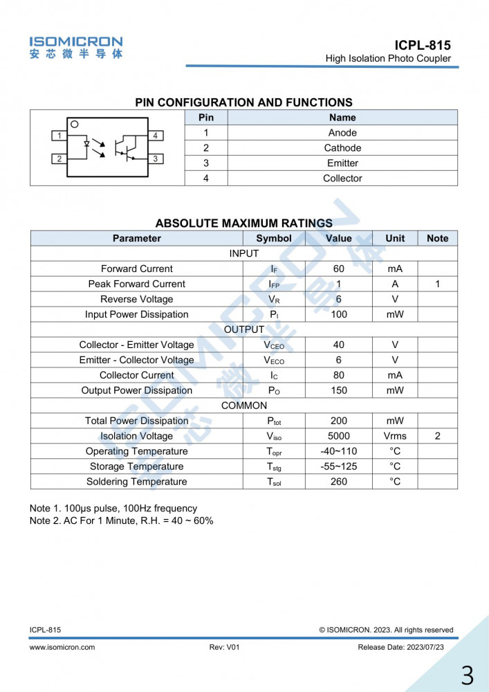 ICPL-815 datasheet page 3