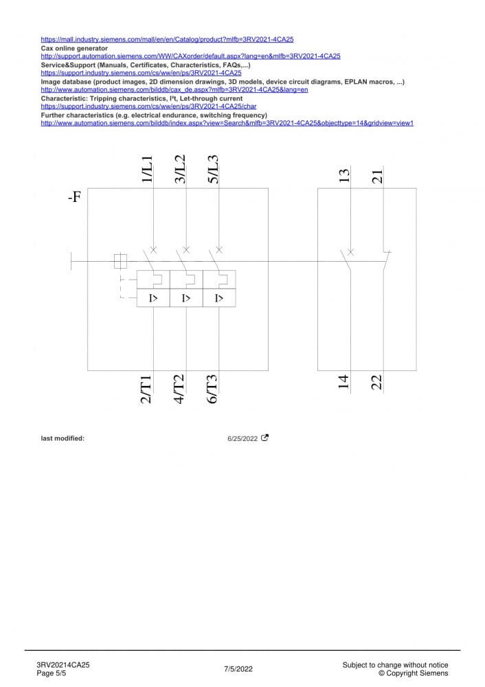 3RV20214CA25 technical document page 5