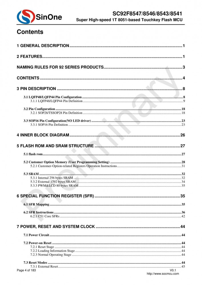 SC92F8546 technical document preview, page 4