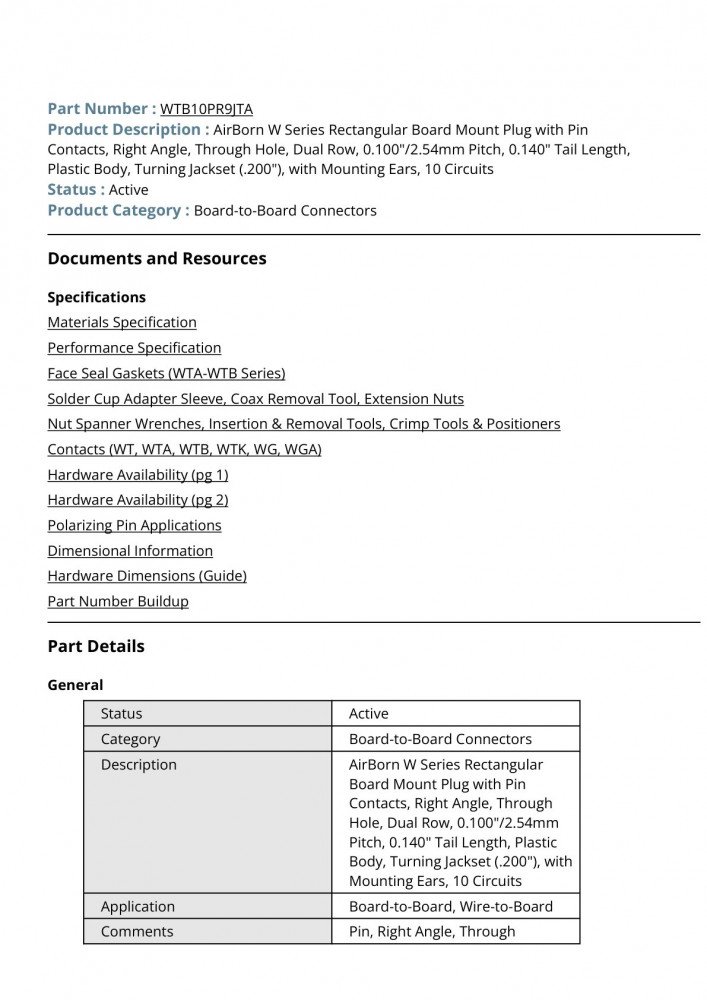 WTB10PR9JTA technical document image 1