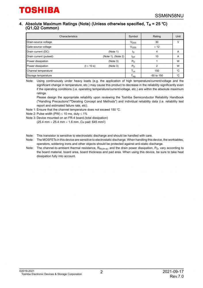 SSM6N58NU,LF datasheet page 2