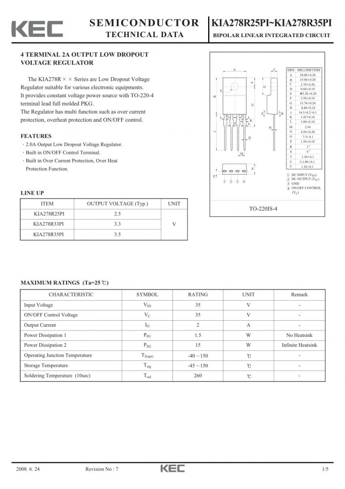 KEC KIA278R35PI-U/PS datasheet page 1