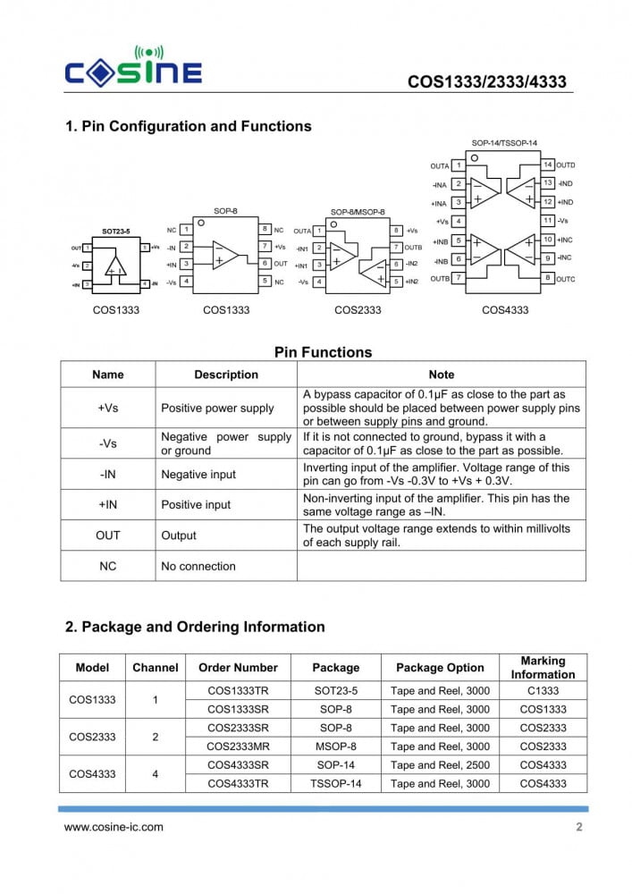 COS2333SR datasheet page 2