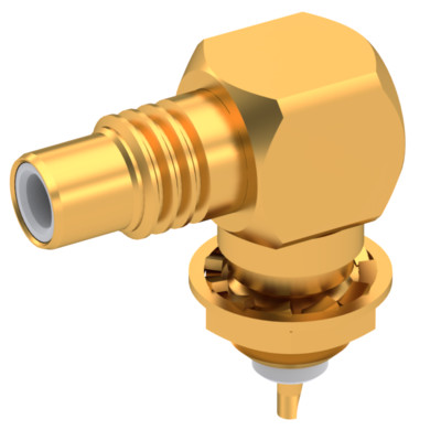 SMC / RIGHT ANGLE BULKHEAD JACK RECEPTACLE FRONT MOUNT - SOLDER POT for sale