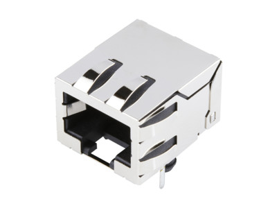 Modular Jack, Right-Angle, Low Profile, Shielded, All Panel Grounding Tabs, with Bottom Grounding Tab, Front Position PCB Ground Tab, 8/8 for sale