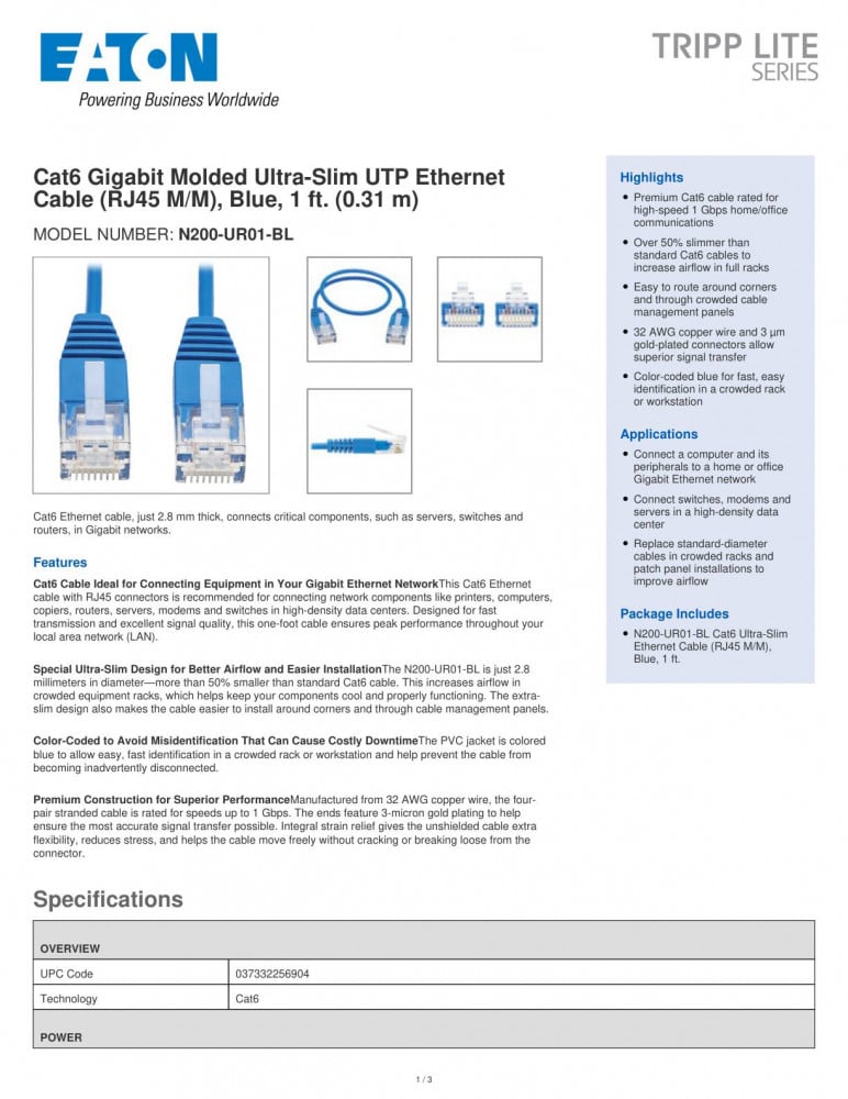 N200-UR01-BL technical document page 1