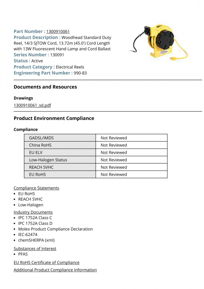 MOLEX 130091-0061 document image, page 1
