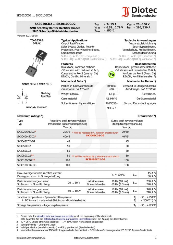 DIOTEC SK3045CD2 datasheet page 1