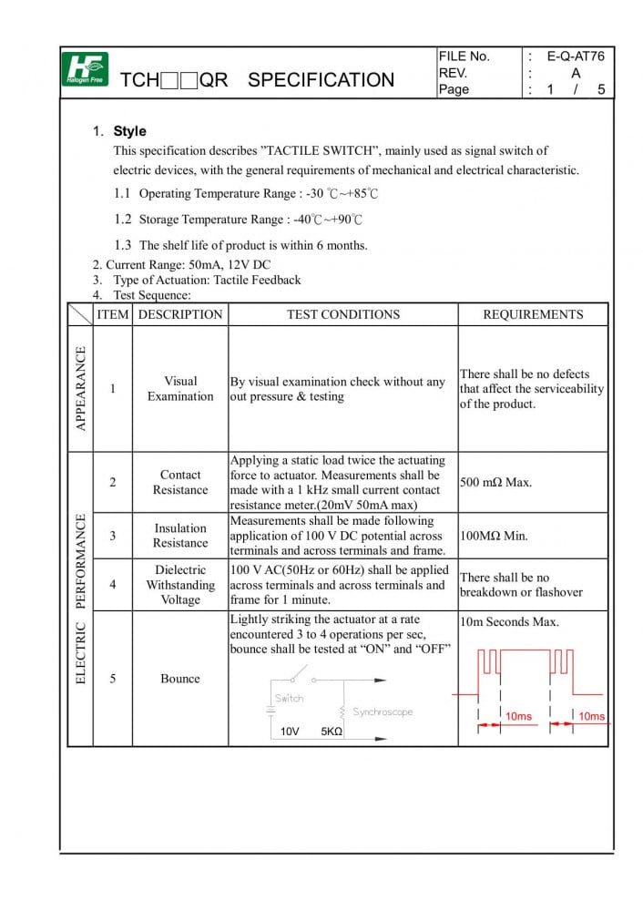 TCH3QR specification page 3