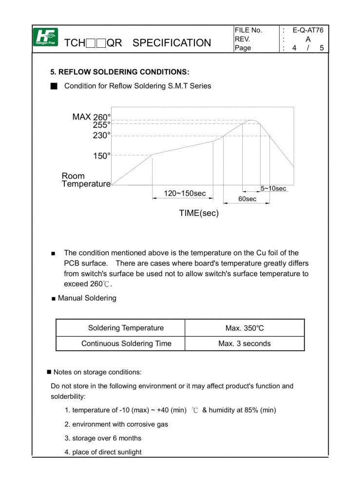 TCH3QR specification page 6