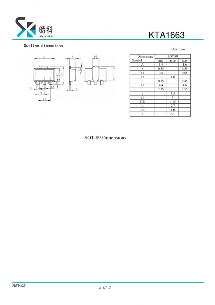 KTA1663Y technical document page 3