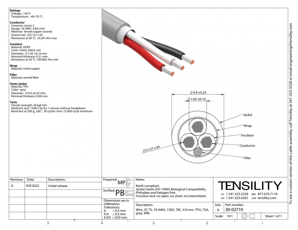 Tensility International 30-02710 product specification drawing