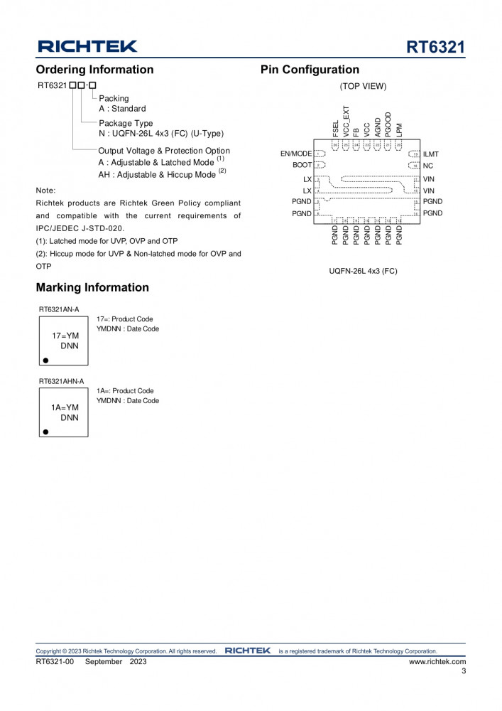 RT6321 datasheet page 3