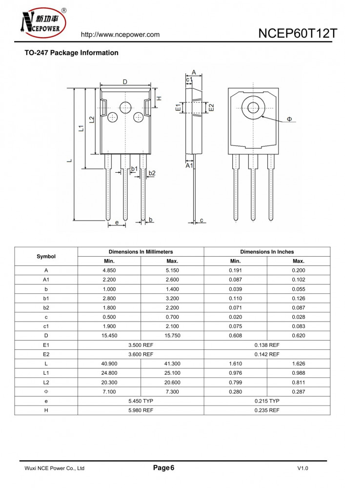 NCEP60T12T datasheet page 6