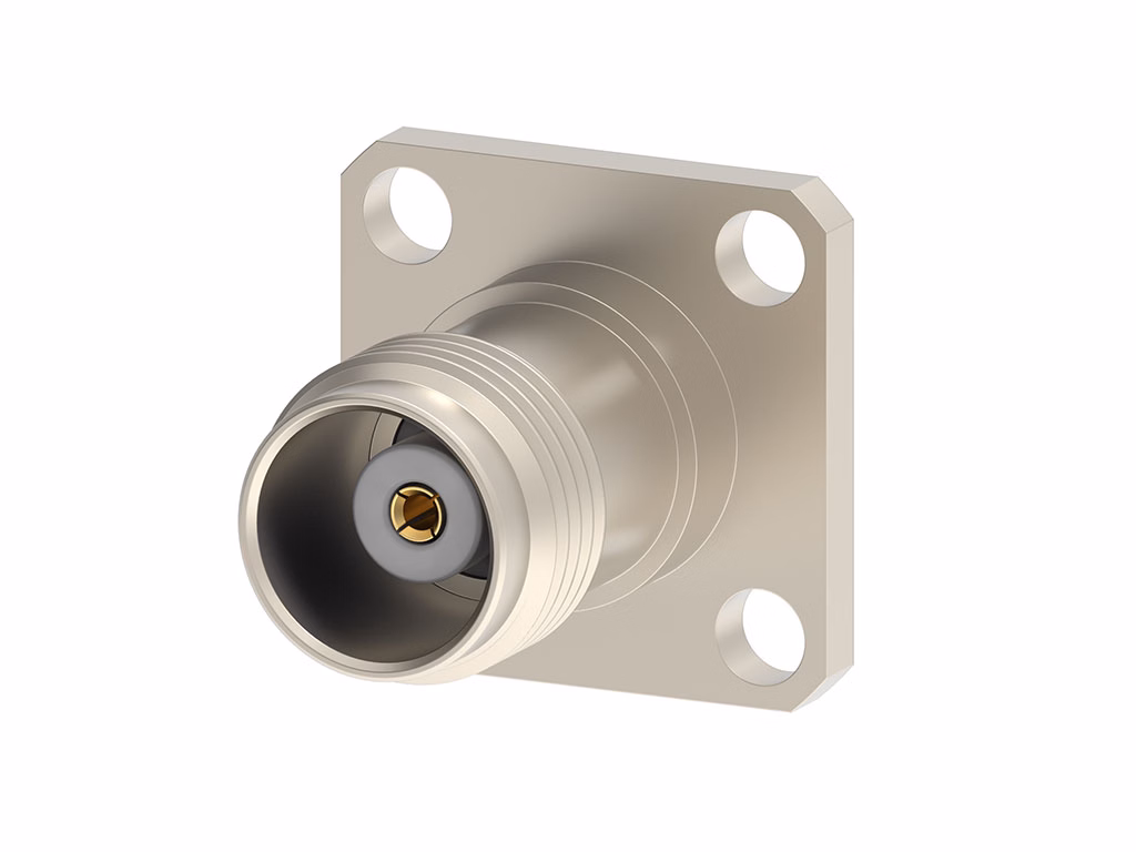 DIN 1.0/2.3 Jack, Straight, PCB Receptacle, Through Hole, Brass Body, Gold (Au) Plated, 11.75mm Height, 75 Ohms