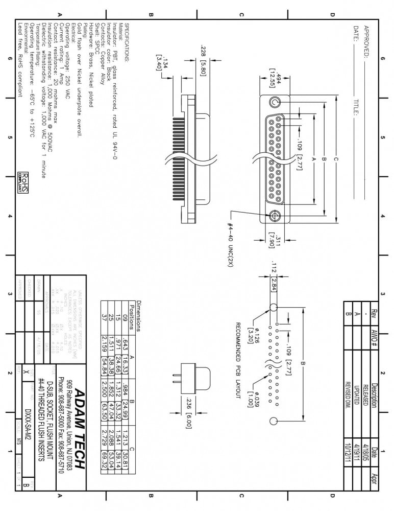 ADAM TECH DB25-SA-M2 technical document page