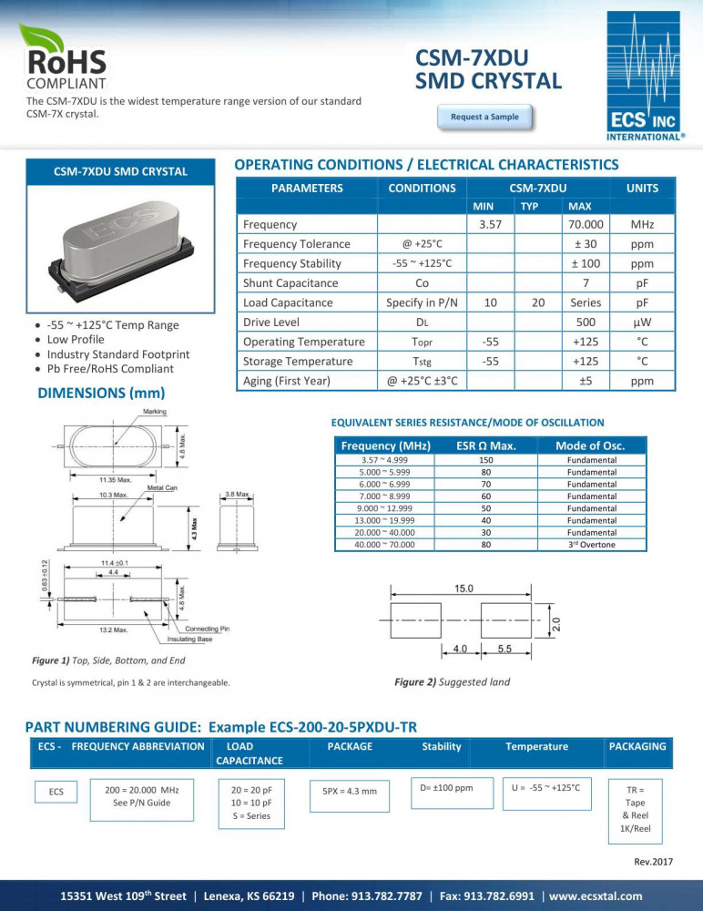 ECS crystal datasheet page 1