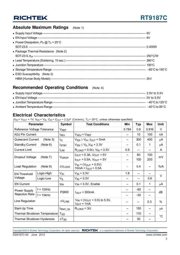 RT9187CGB datasheet page 3