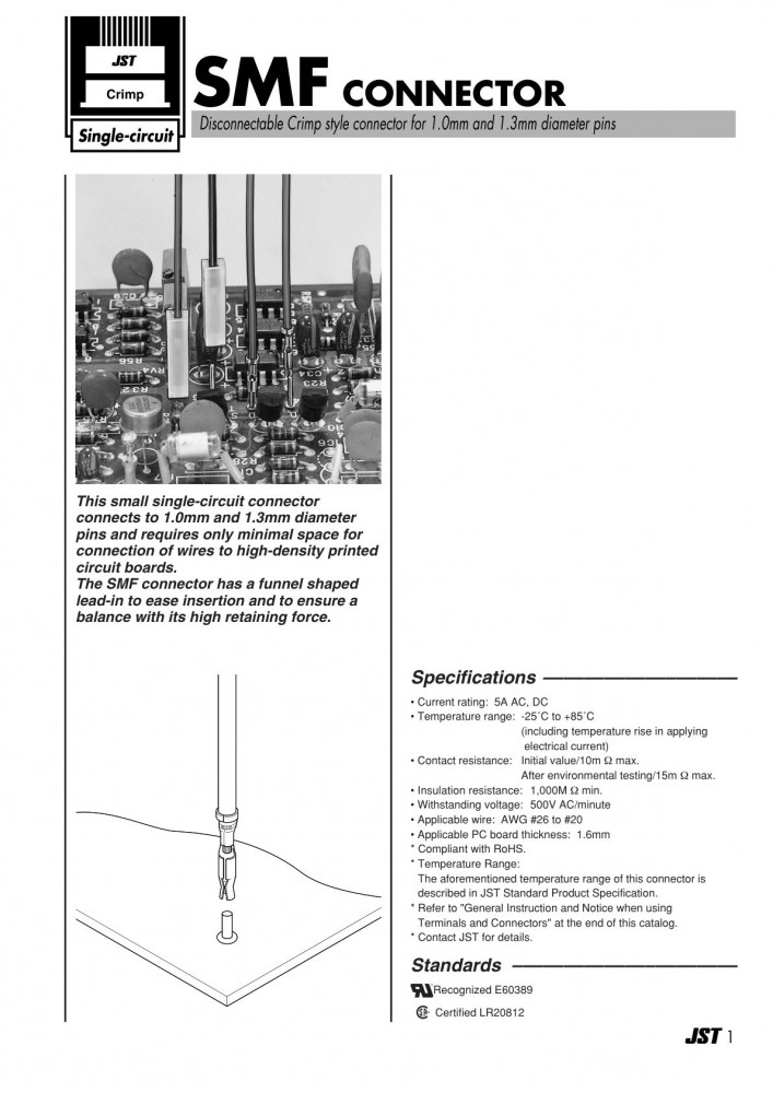 JST SMF connector technical document page 1