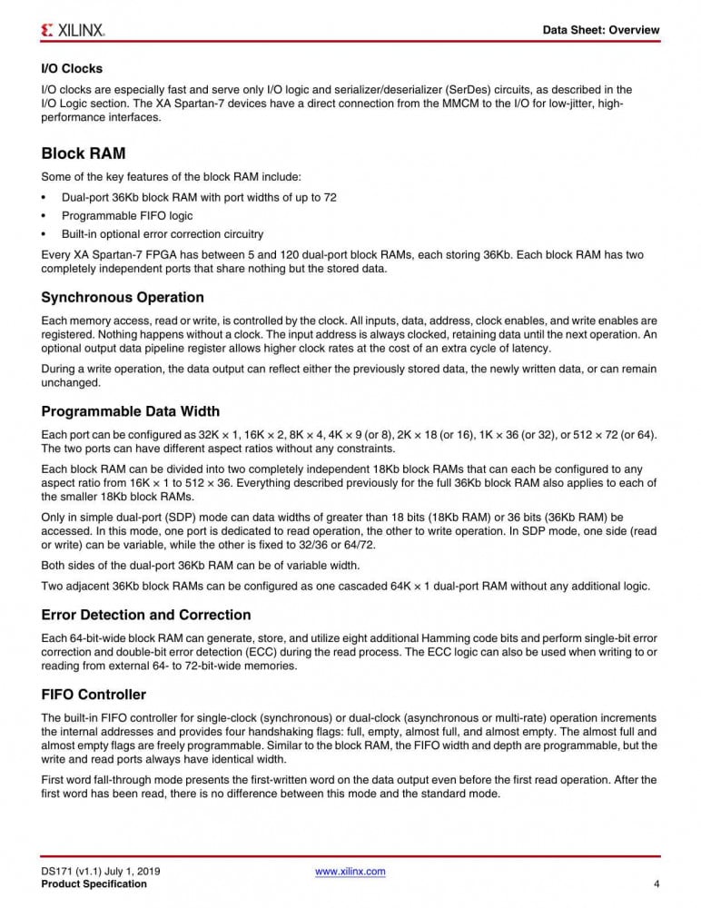 XA Spartan-7 datasheet page 4