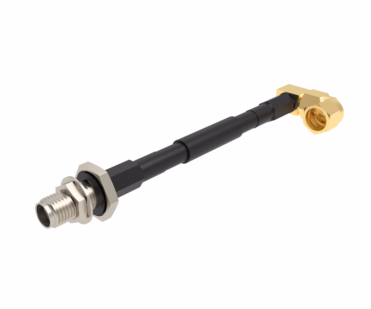 SMA Straight Bulkhead Jack to SMA Right-Angle Plug on RG-316 Double Shielded Cable, 457.20mm Length, 50 Ohms
