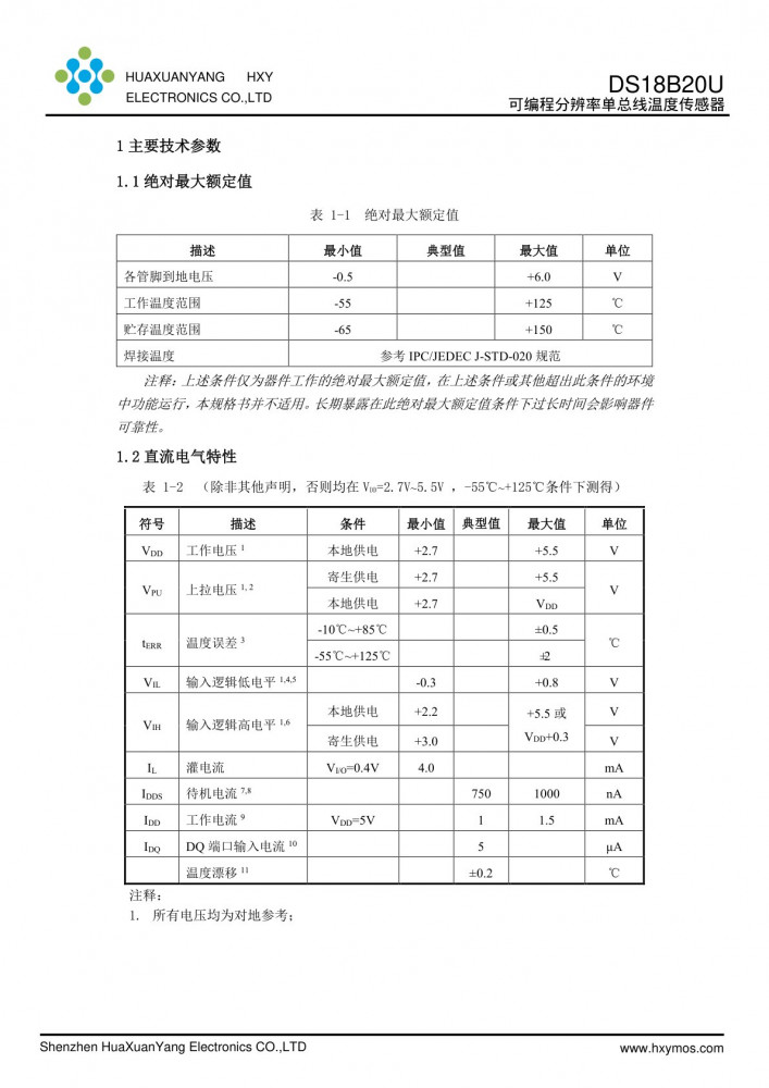DS18B20U-HXY datasheet page 3