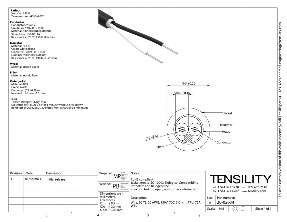 Tensility International 30-02634 product drawing