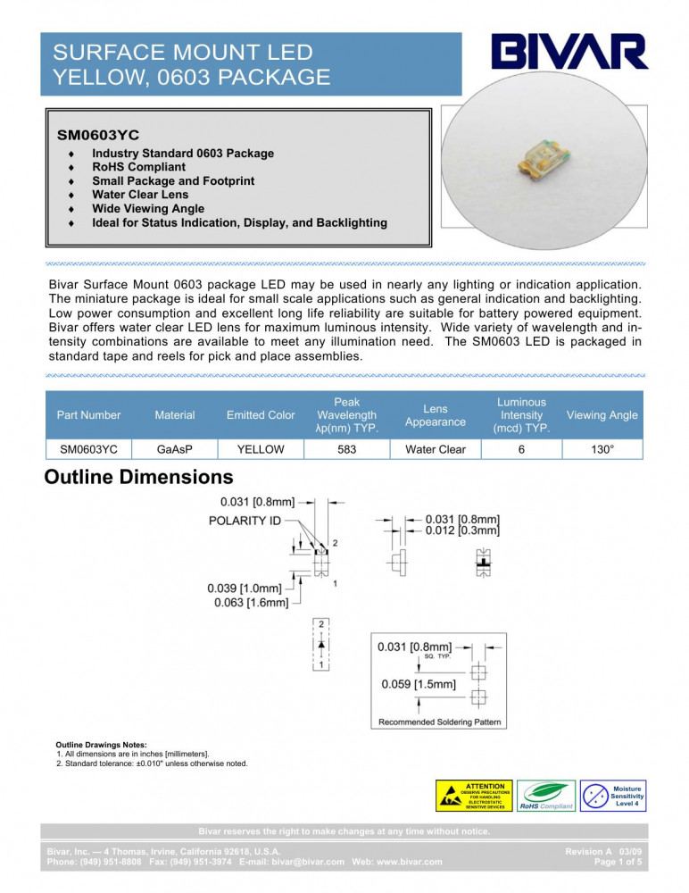 SM0603YC datasheet page 1