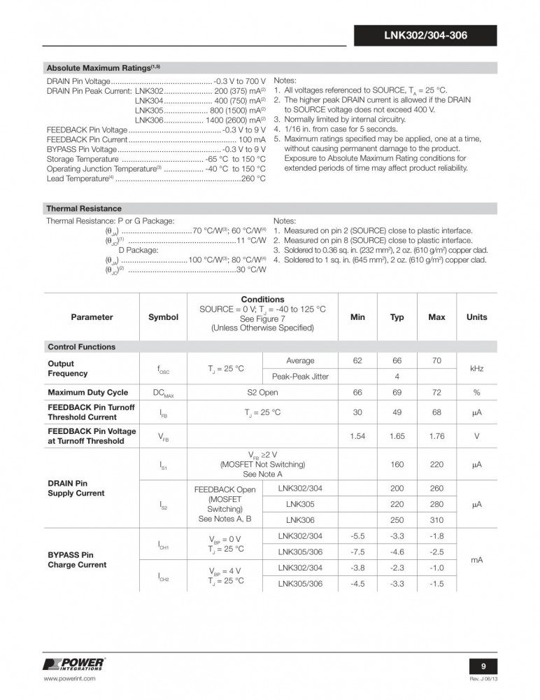 LNK302PN datasheet page 9