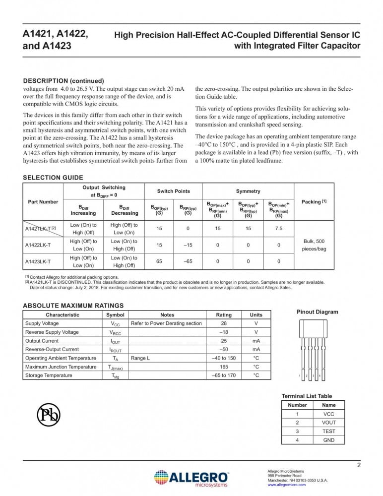 A1422LK-T datasheet page 2