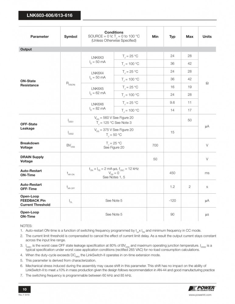 LNK605DG datasheet page 10