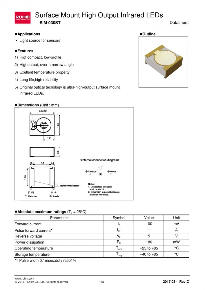 SIM-030ST technical document page 1