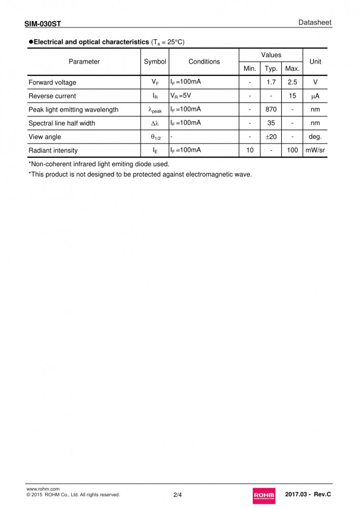 SIM-030ST technical document page 2