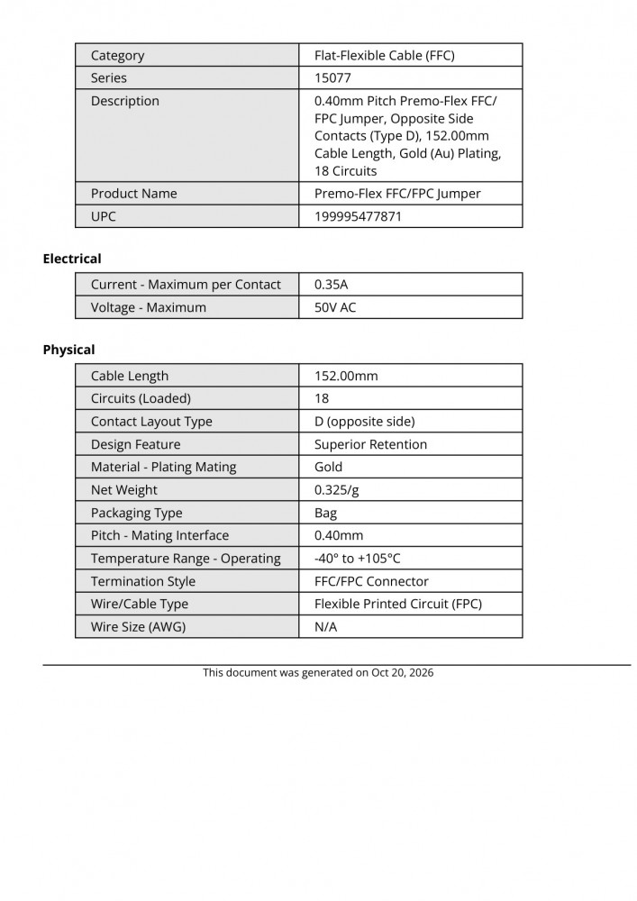 MOLEX 15077 product specification document page 2