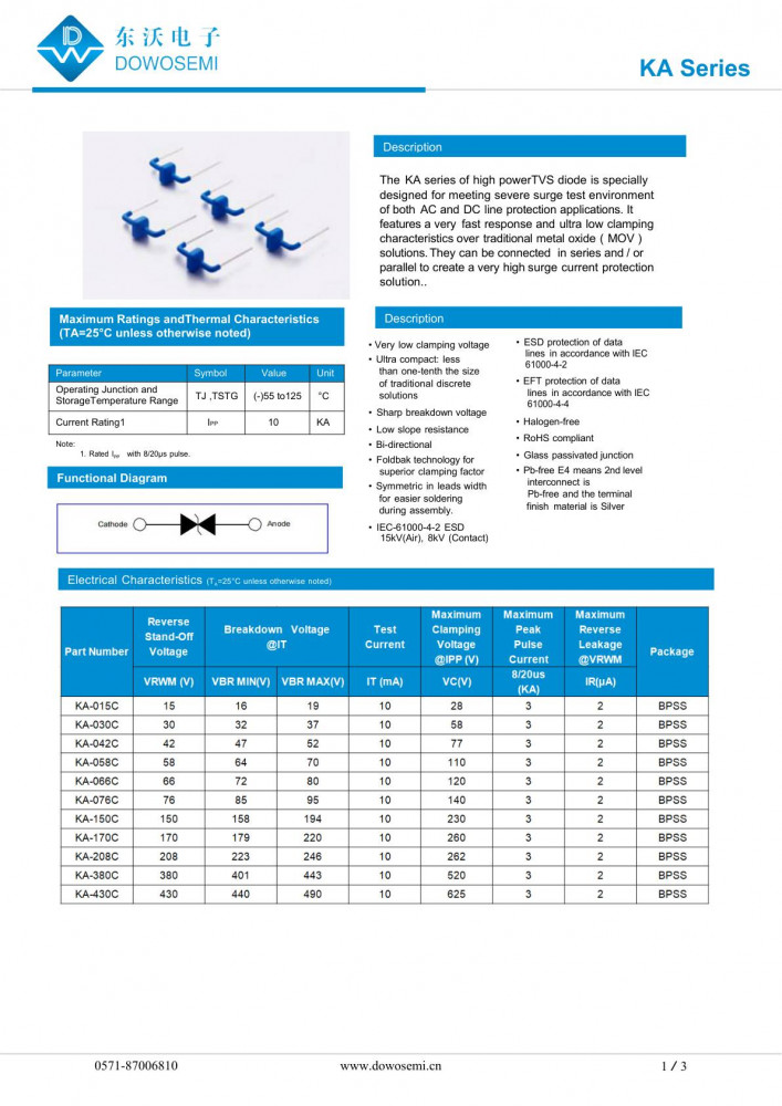 DOWO KA-430C datasheet page 1