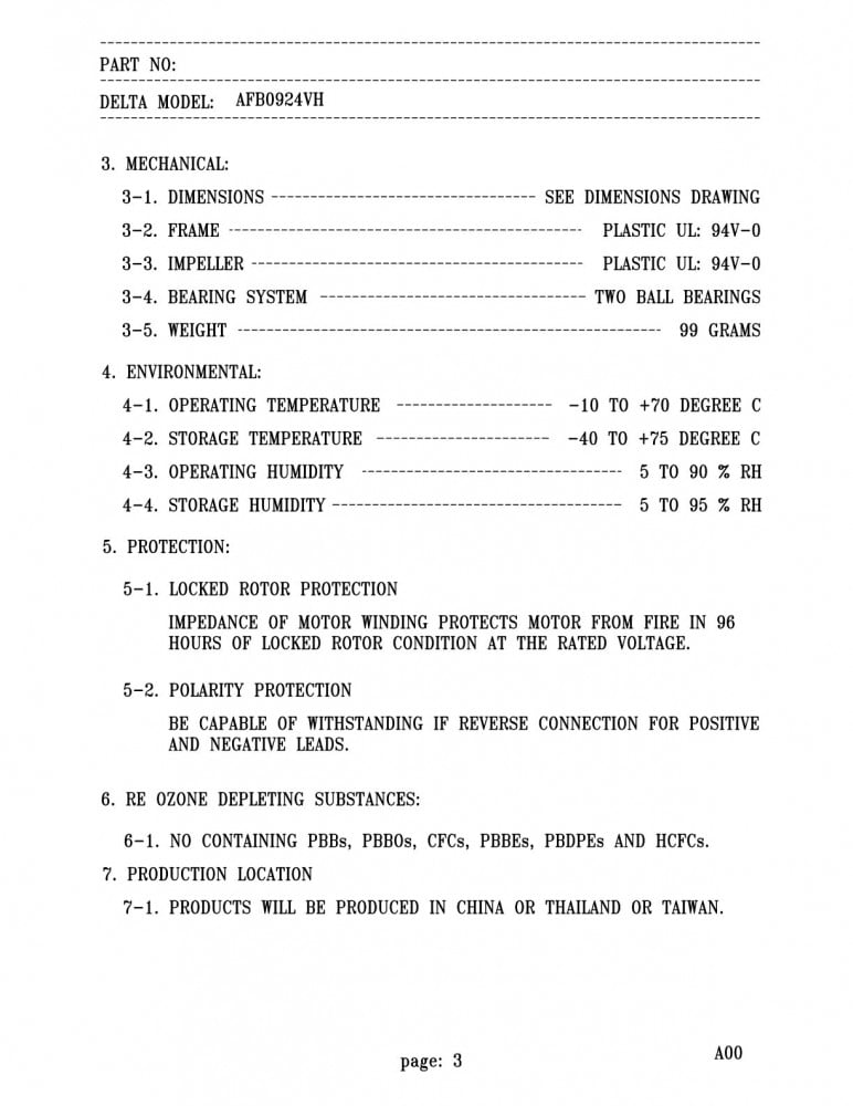 AFB0924VH specification page 3