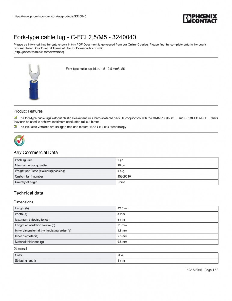 Phoenix Contact 3240040 product documentation