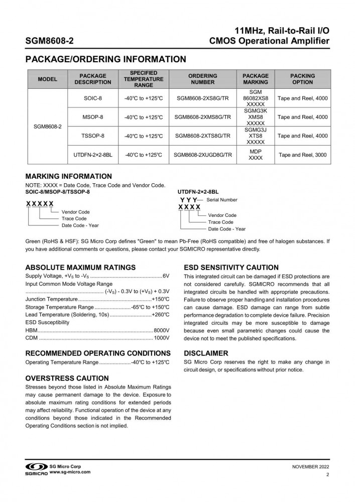 SGM8608-2 datasheet page 2